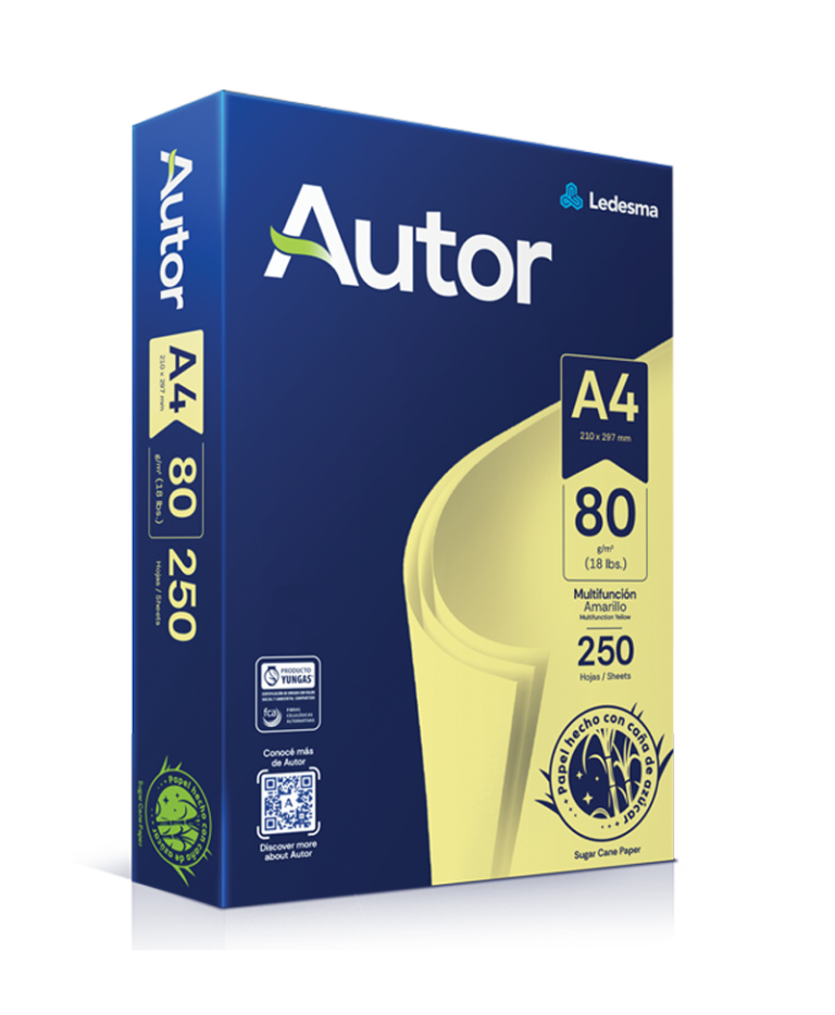 Resma Autor A4 80g Color Amarillo x 250 hjs - Resmastore